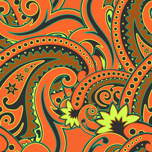 Paisley Pattern Orange Seamless Free Stock Photo - Public Domain Pictures