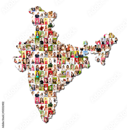 Portrait of a lot of people - map of india Stock Photo | Adobe Stock
