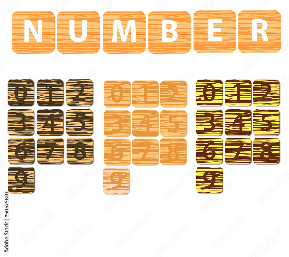 number wood Stock Vector | Adobe Stock
