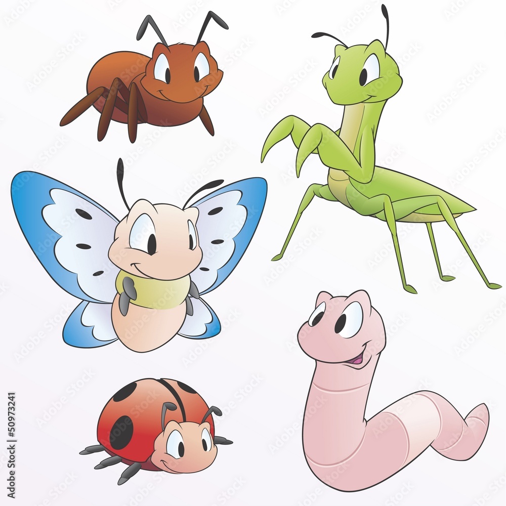Cartoon Insects Stock Vector | Adobe Stock