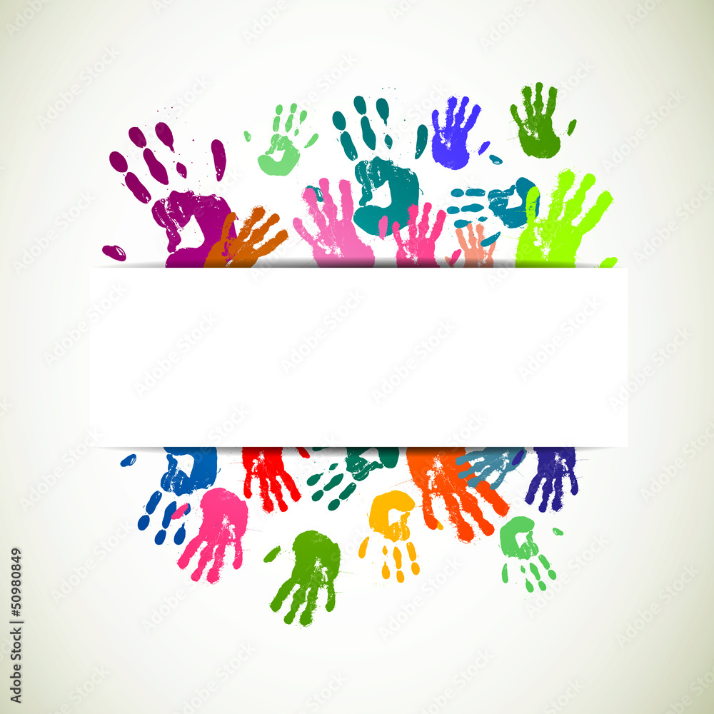Vector Background with Colorful Handprints Stock Vector | Adobe Stock