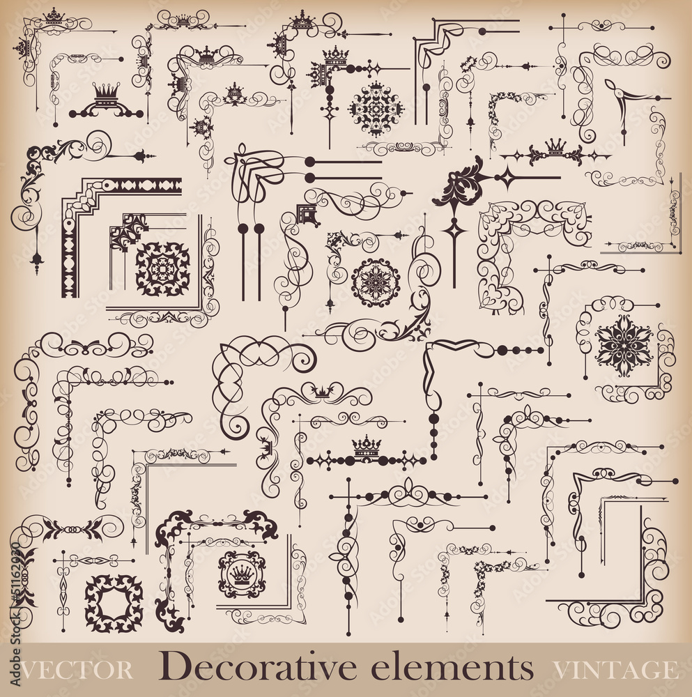 Design elements. Corner, corner, border design. Vintage vector image ...