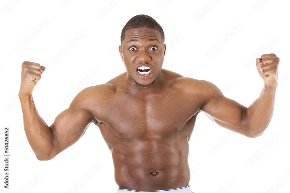 Angry black muscular man Stock Photo | Adobe Stock