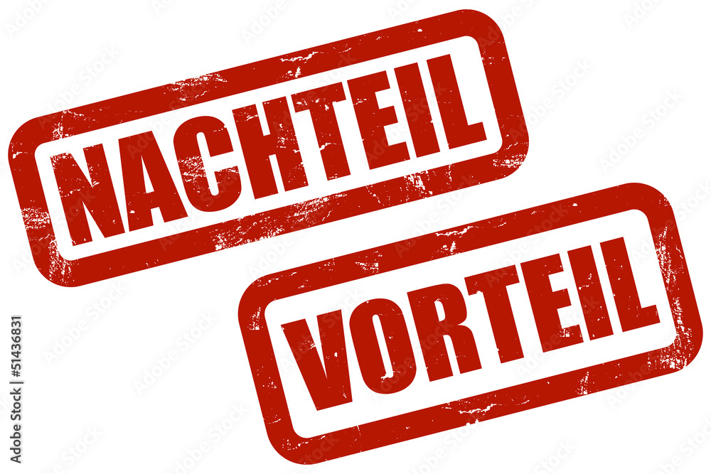 Stock-Foto „Grunge Stempel rot NACHTEIL - VORTEIL“ | Adobe Stock