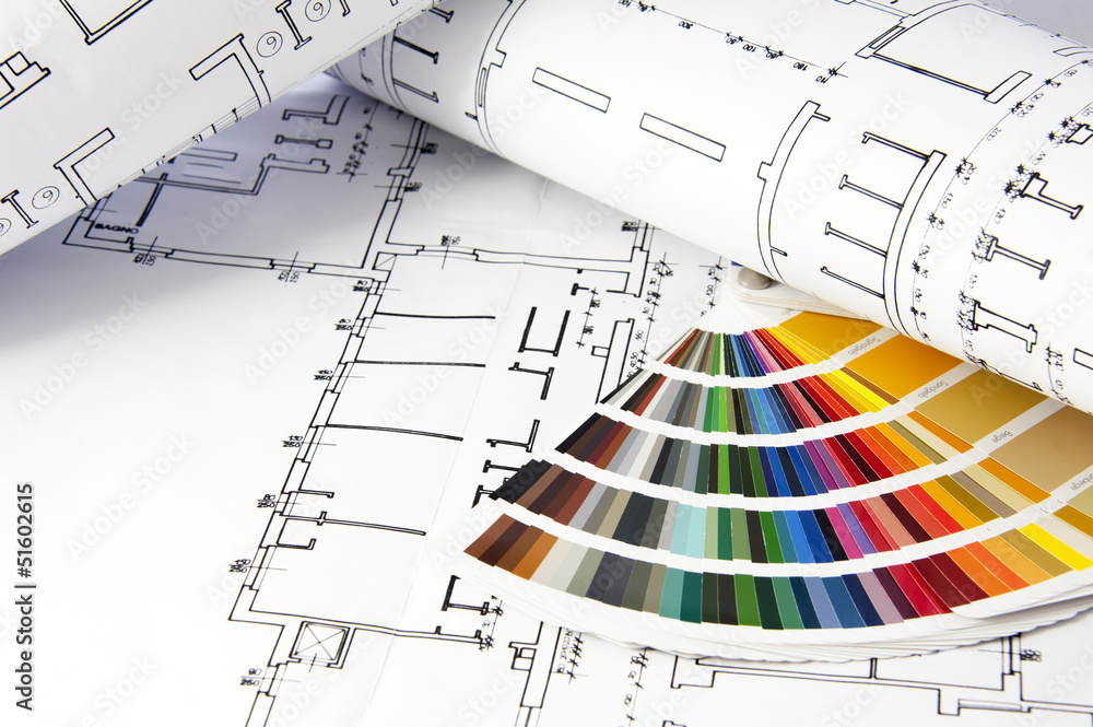 Blueprints and color guide Stock Photo | Adobe Stock