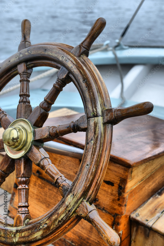 steering wheel sailboat Stock Photo | Adobe Stock