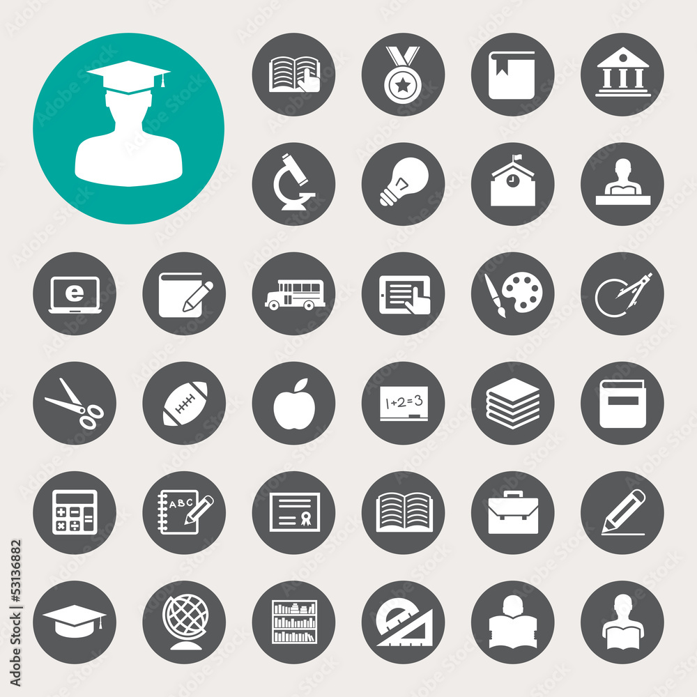 Education icons set. Illustration Stock Vector | Adobe Stock