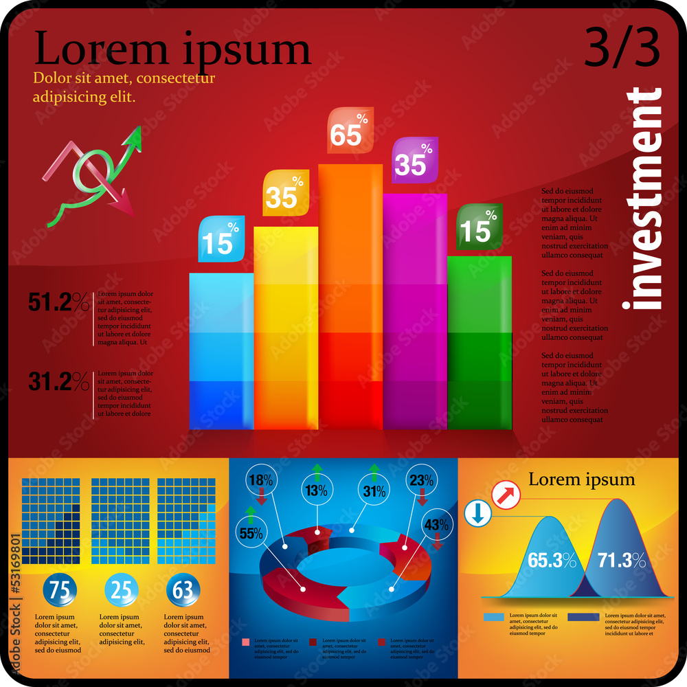 INFOGRAPHIC presentation template graph pie chart element Stock Vector ...