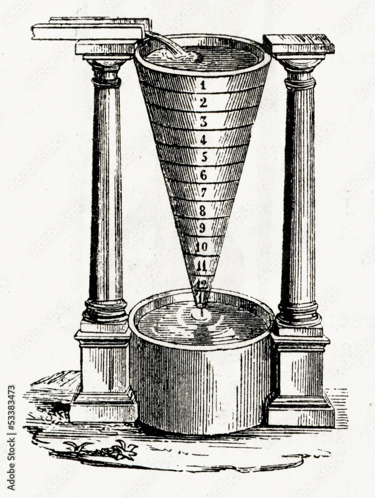 Old water clock Stock Illustration | Adobe Stock