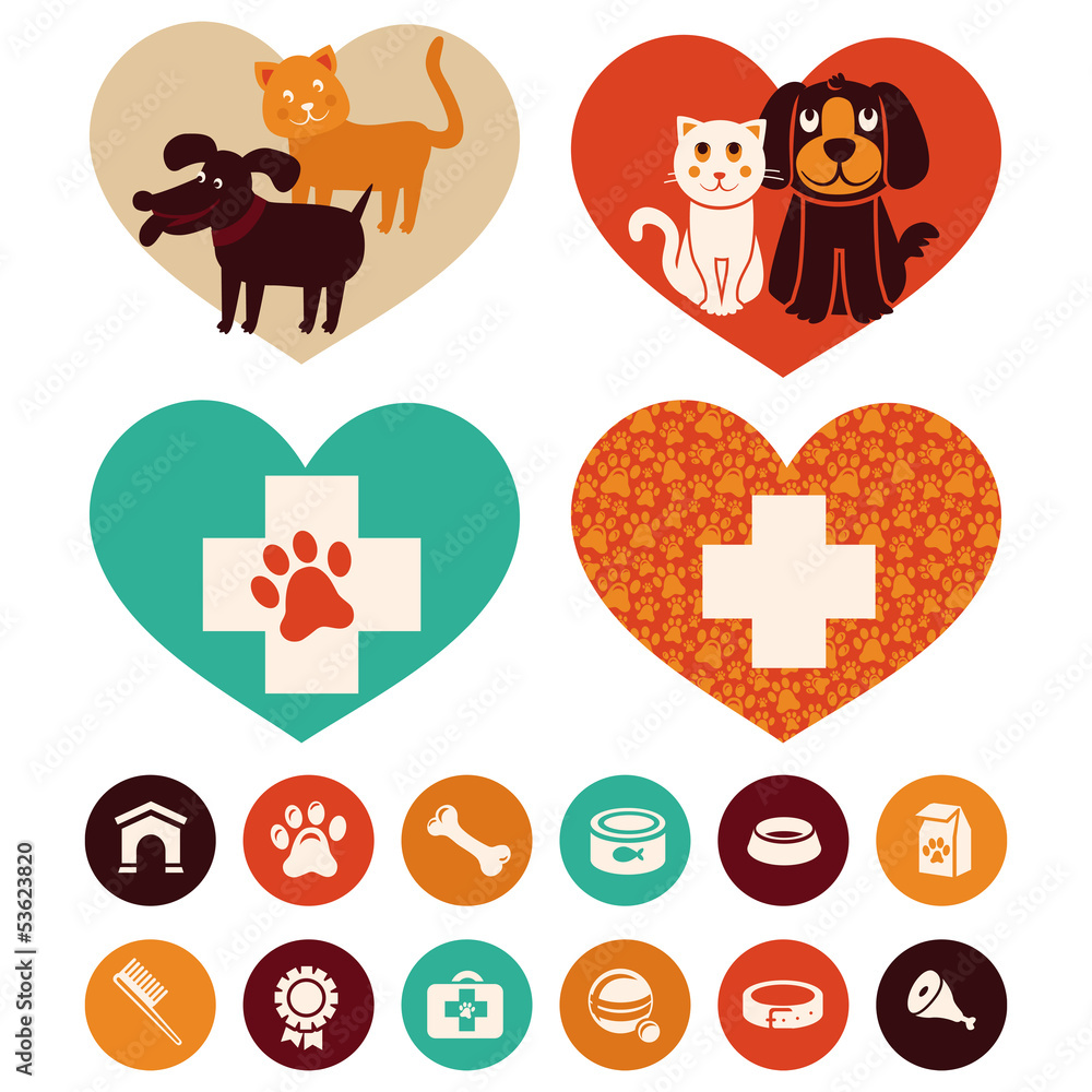 Vector veterinary emblems and signs Stock Vector | Adobe Stock