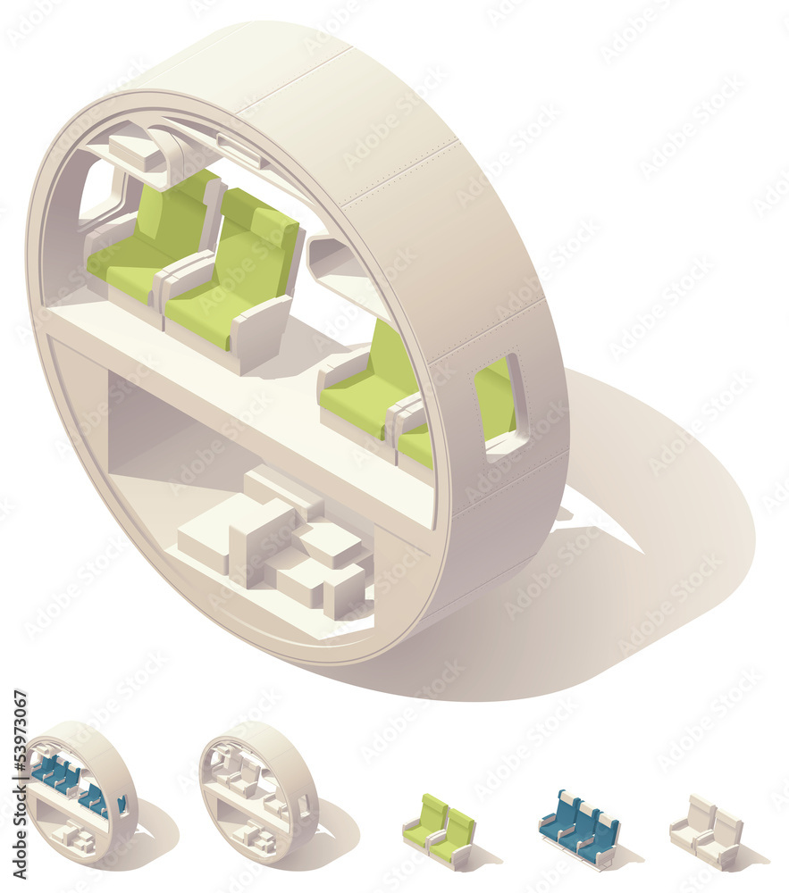 Isometric aircraft cabin cross-section Stock Vector | Adobe Stock