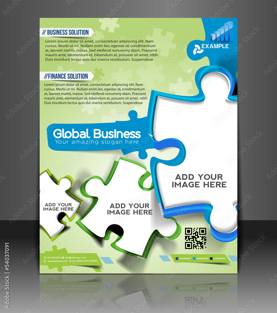 Vector puzzle business brochure, flyer Stock Vector | Adobe Stock
