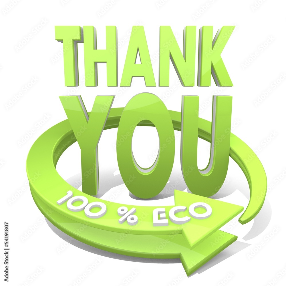 3d render of a environmental thank you icon a 100 percent eco Stock ...