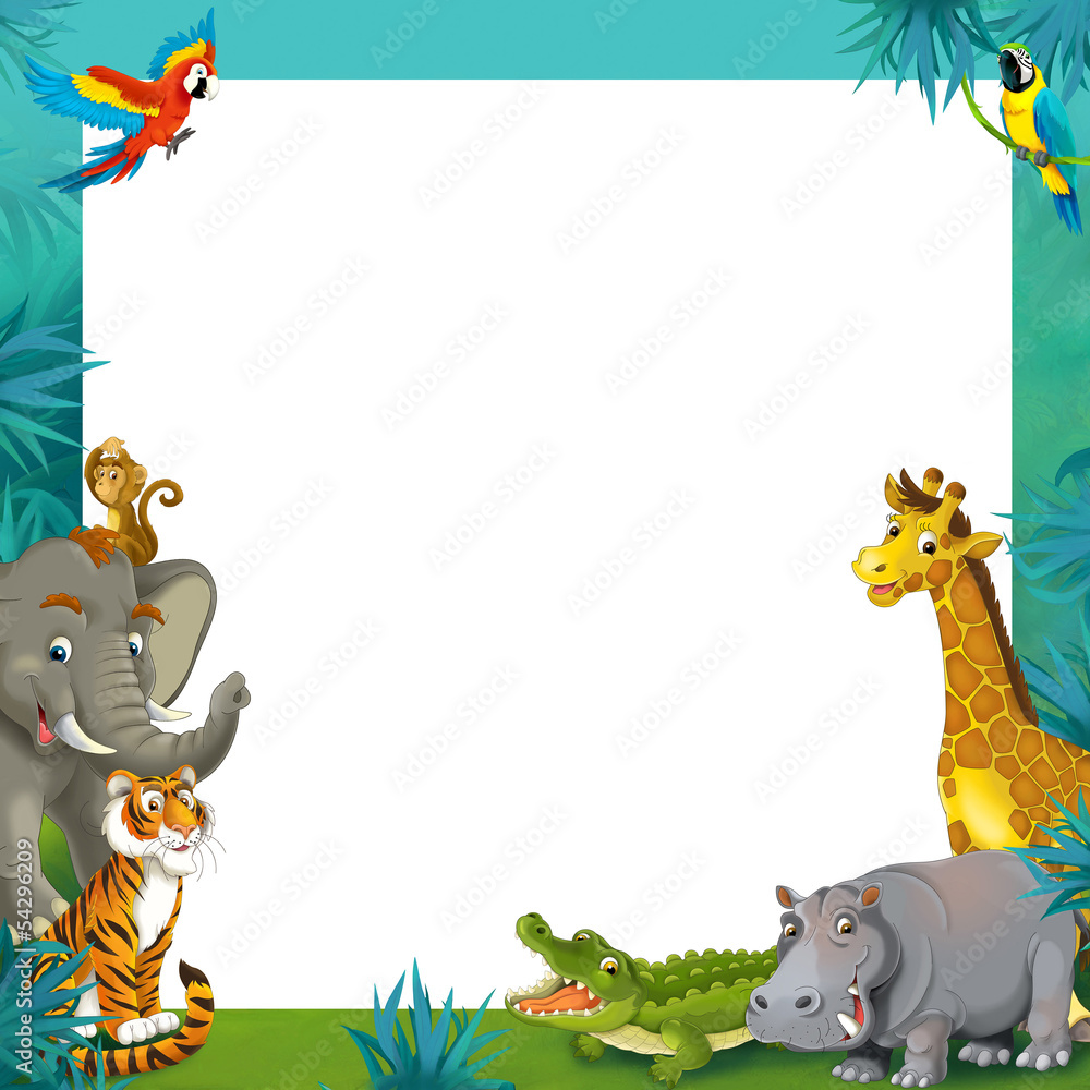 Cartoon safari - jungle - frame border template Stock Illustration ...