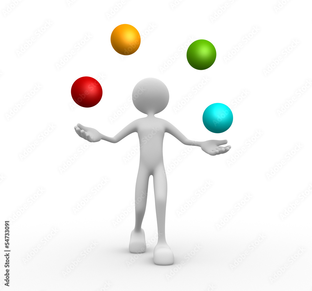 3d people - man, person juggle with a spheres. Balls Stock Illustration ...