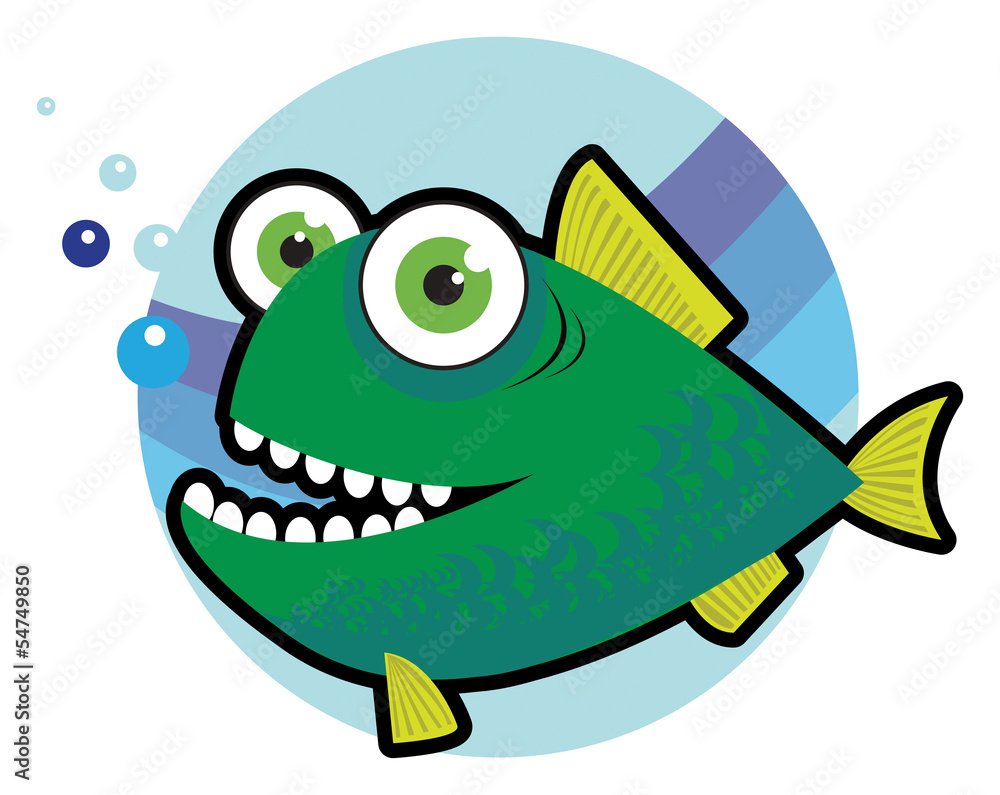 Big angry fish cartoon vector illustration Stock Vector | Adobe Stock