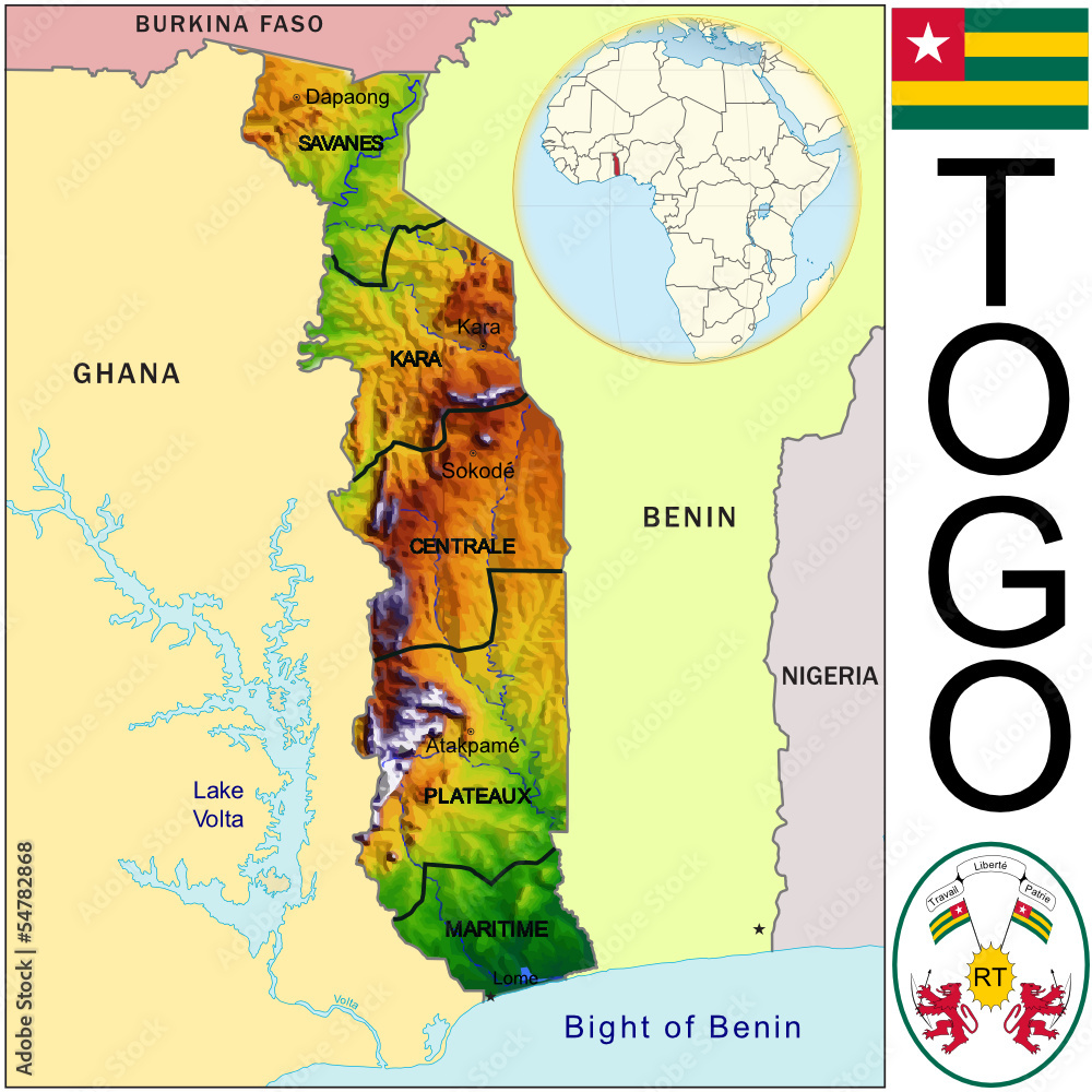 Togo Africa national emblem map symbol location Stock Vector | Adobe Stock