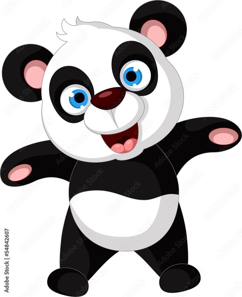 cute panda cartoon posing Stock Vector | Adobe Stock