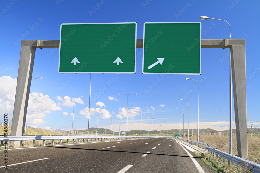 Blank road sign on highway Stock Photo | Adobe Stock