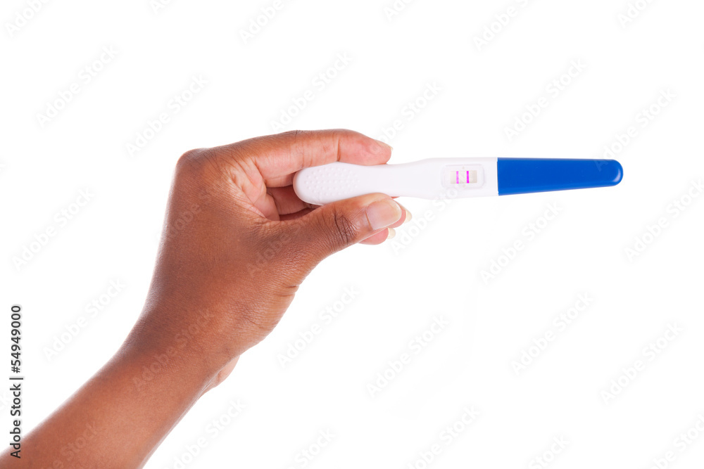 Black woman hand holding a positive pregnancy test - African peo Stock ...