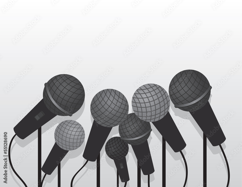 Multiple microphones with empty space Stock Vector | Adobe Stock