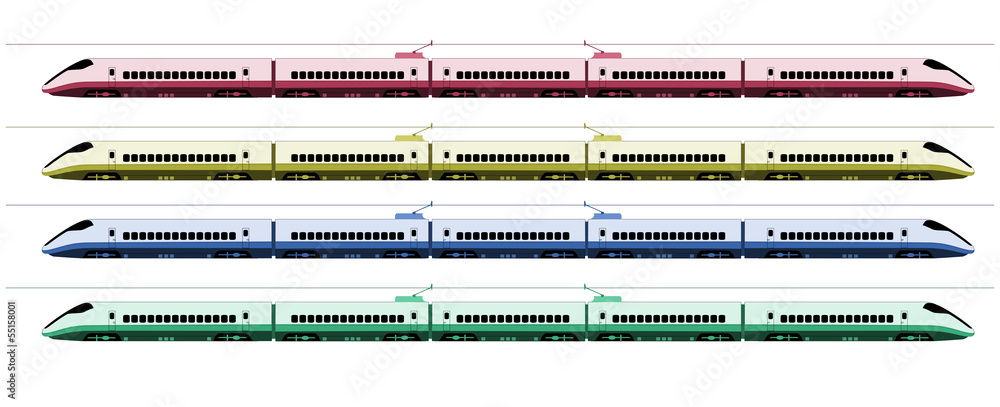 Shinkansen bullet train at Japan railway colors Stock Illustration ...