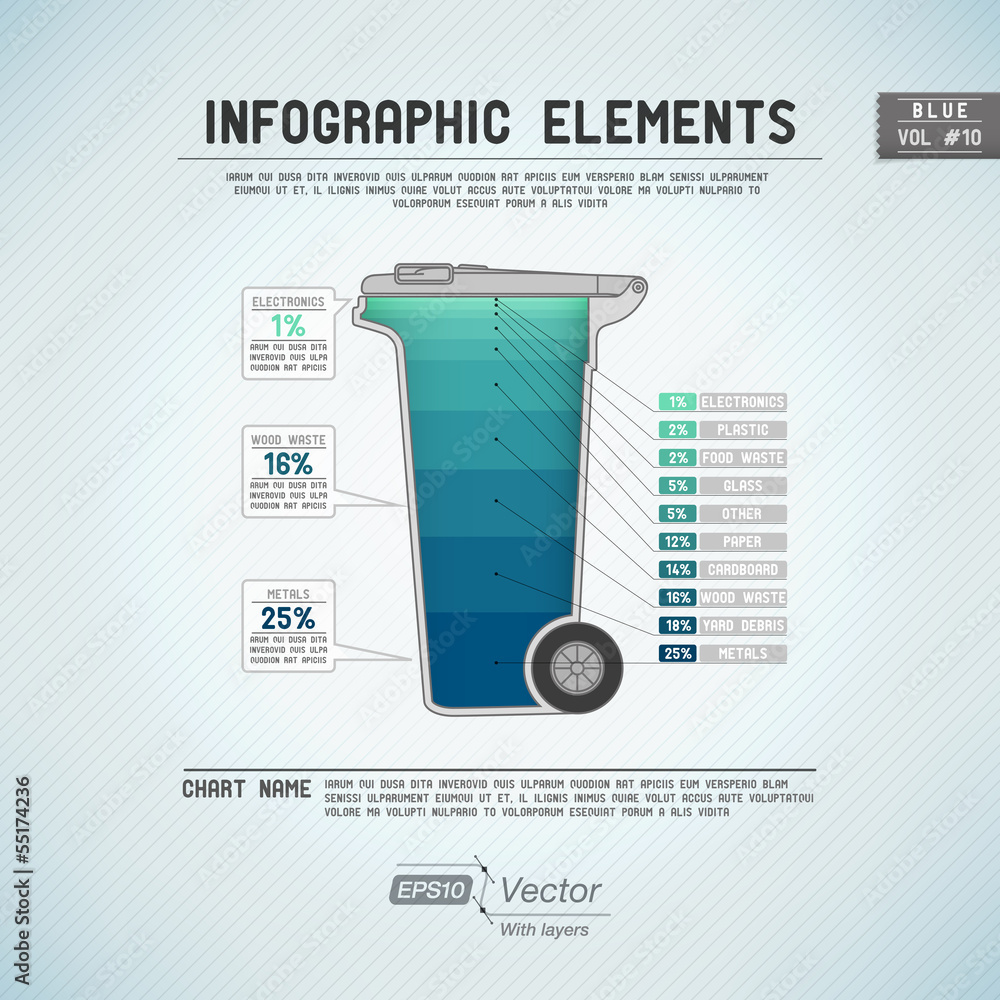 Detailed colorful infographic elements - Trashbin Stock Vector | Adobe ...