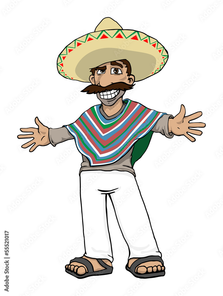 Mexican Cartoon Character, vector illustration Stock Vector | Adobe Stock