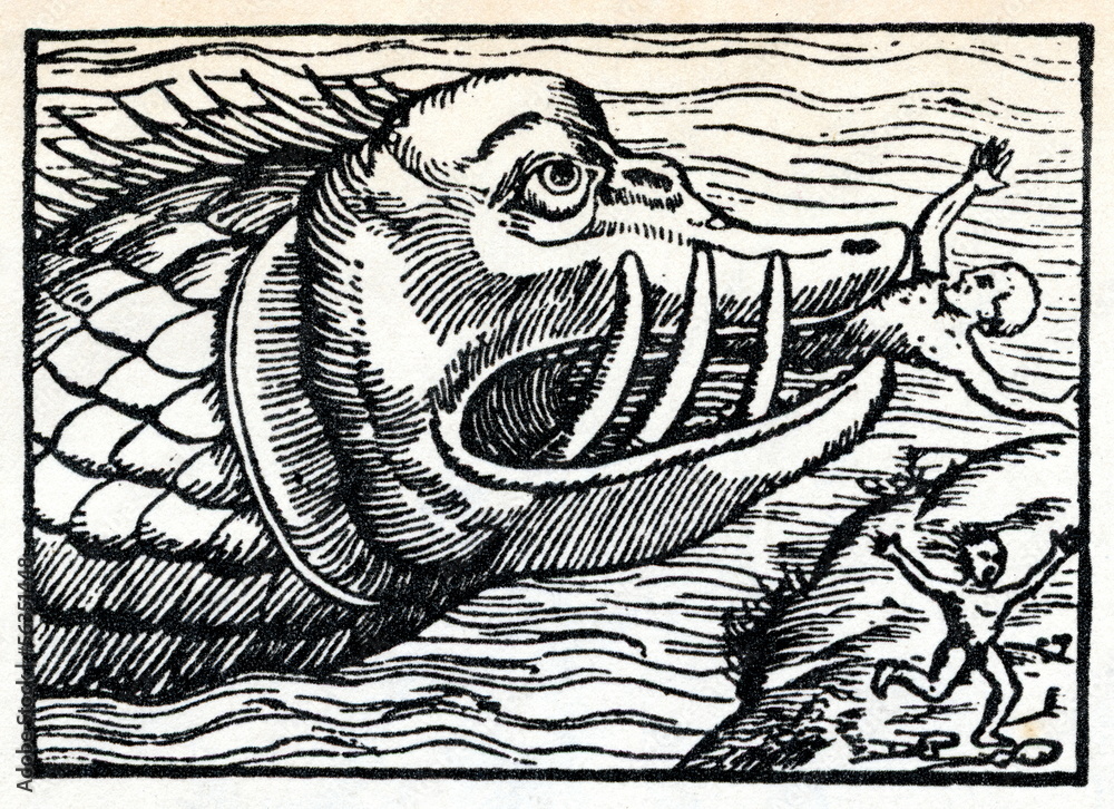 Sea monster eating people Stock Photo | Adobe Stock