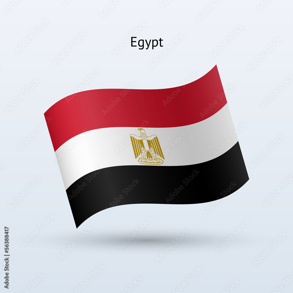 Egypt flag waving form. Vector illustration. Stock Vector | Adobe Stock