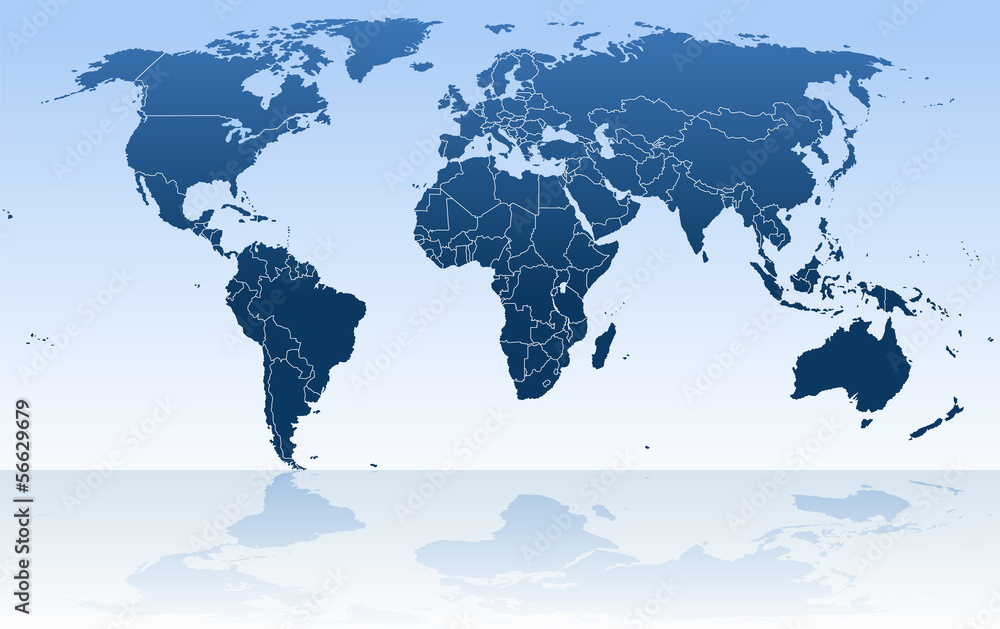 blue world map and continents Stock Vector | Adobe Stock