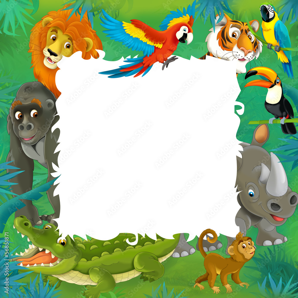 Cartoon safari - jungle - frame border template Stock Illustration ...