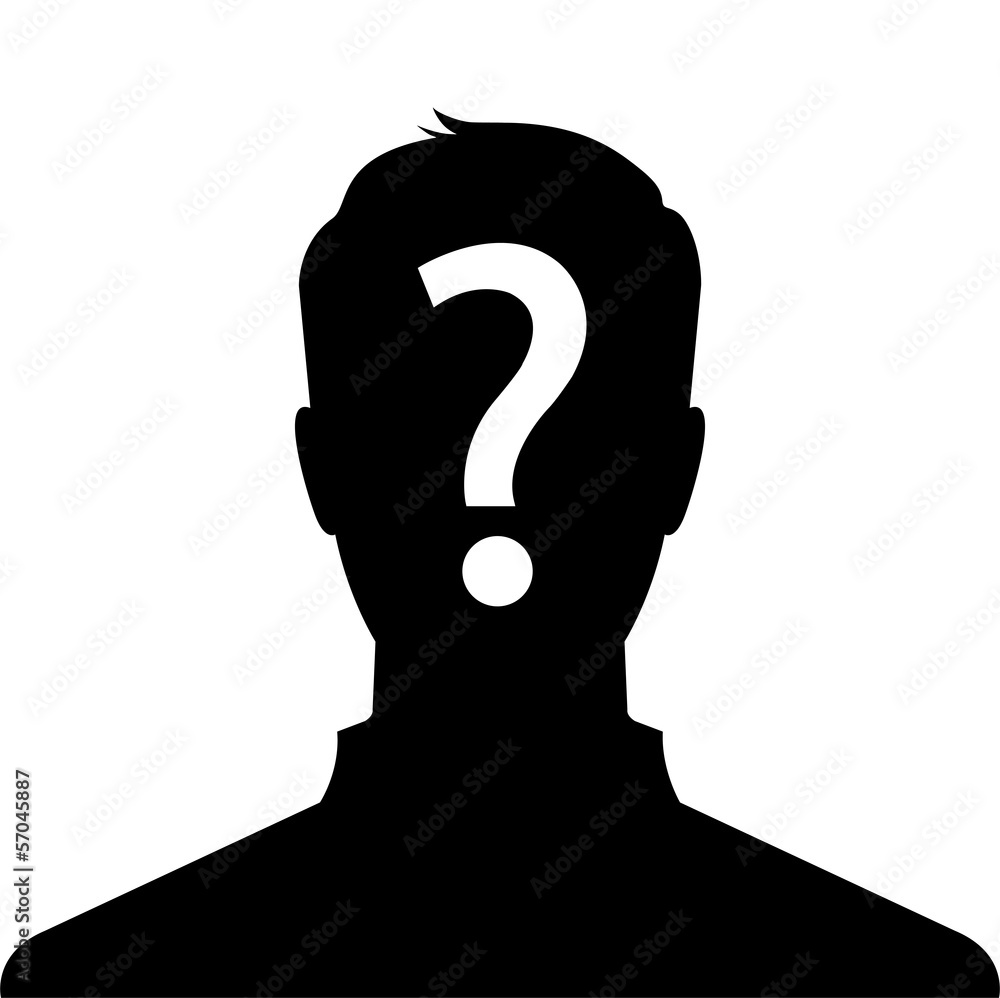 Anonymous man silhouette profile picture with question mark Stock Vector | Adobe Stock
