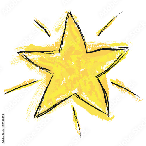 Gelb-schwarzer Stern, handgezeichnet, Vektor/freigestellt Stock ...