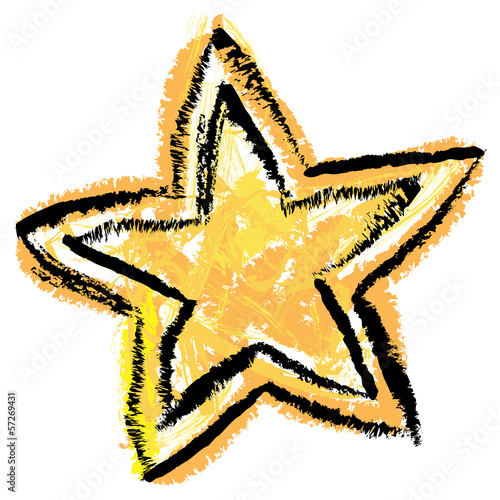 Gelb-schwarzer Stern, mit Wachsmalkreide gezeichnet, Vektor Stock ...