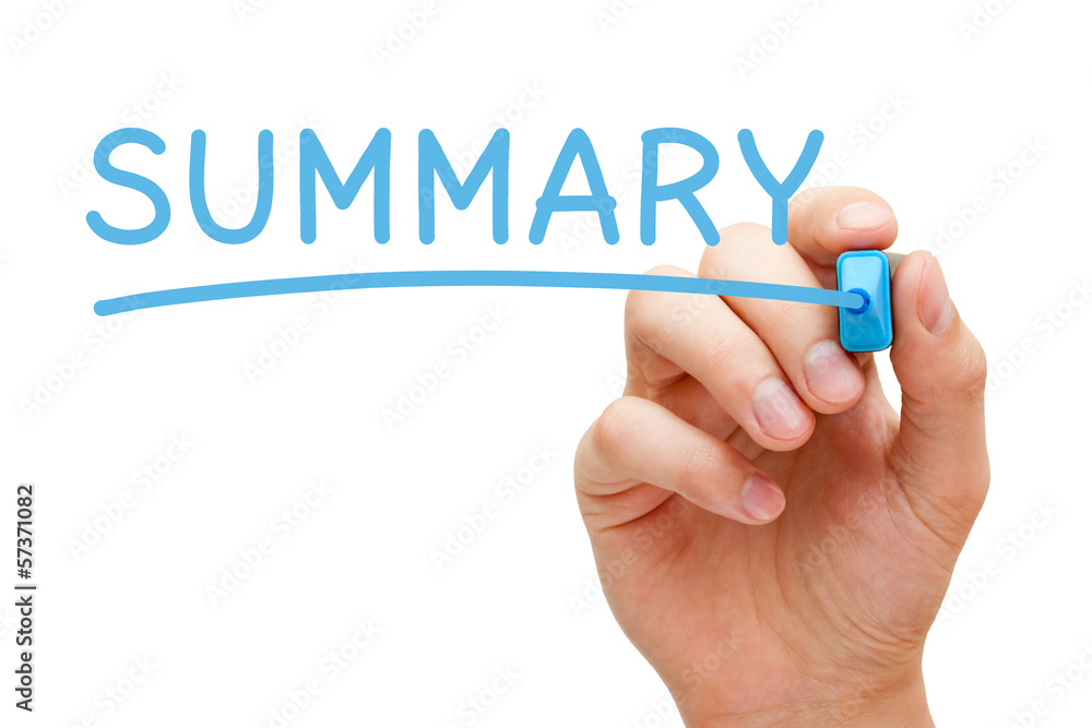 Handwritten Word Summary With Blue Marker Stock Photo | Adobe Stock
