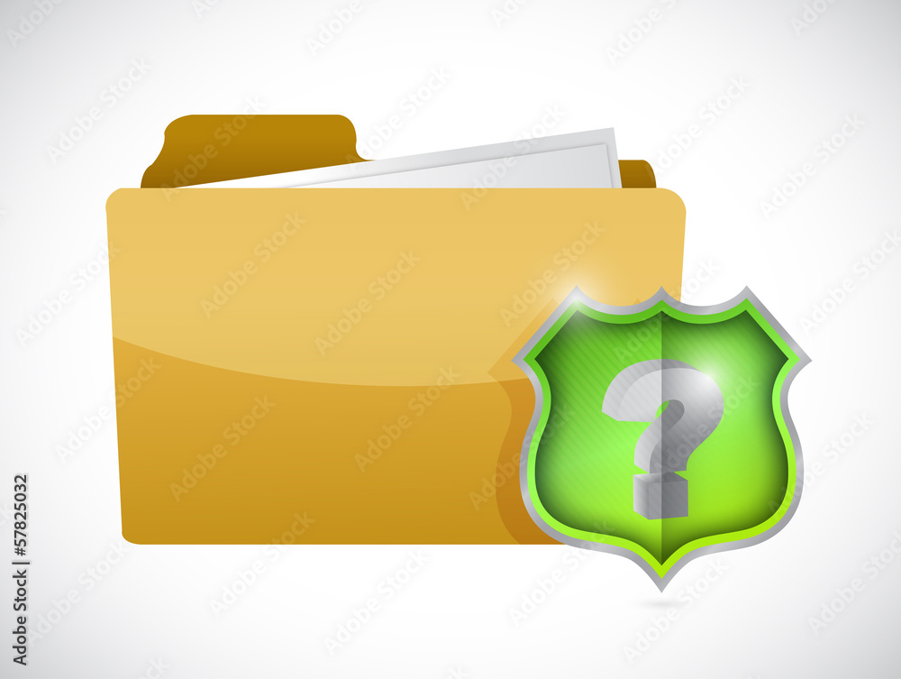 folder and question mark shield illustration Stock Illustration | Adobe ...