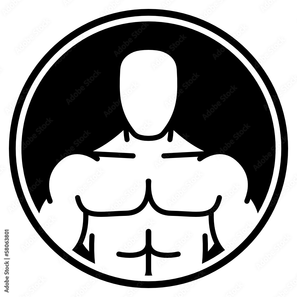 Bodybuilder symbol in black circle Stock Vector | Adobe Stock