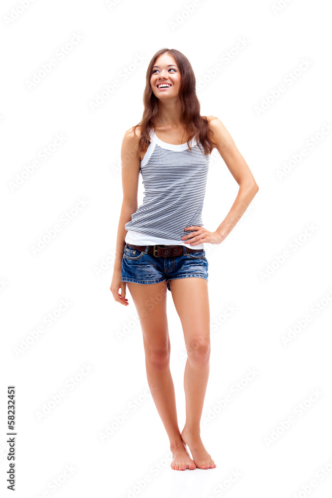girl standing on white background Stock Photo | Adobe Stock