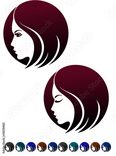 Female profile, logo template Stock Vector | Adobe Stock
