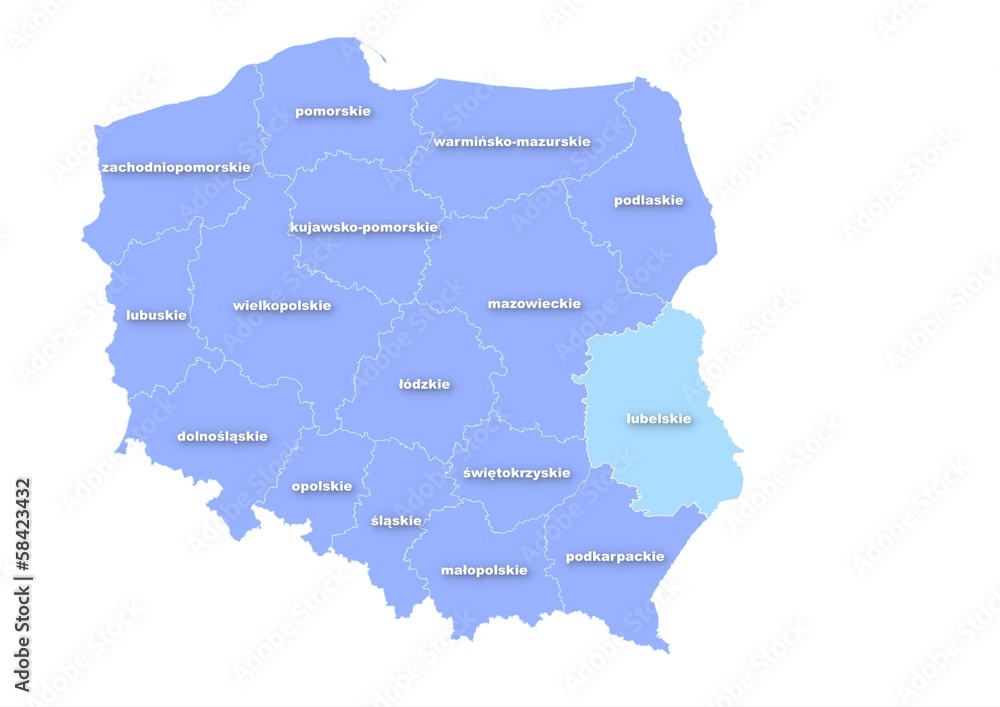 Administracyjna mapa polski Stock Illustration | Adobe Stock