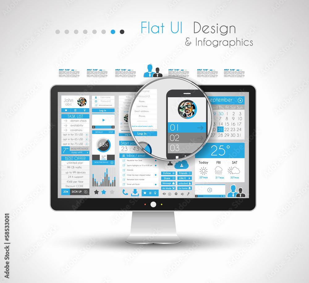 Stock-Vektorgrafik „Infographic Design Template with modern flat style ... Stock-Vektorgrafik „Infographic Design Template with modern flat style ...