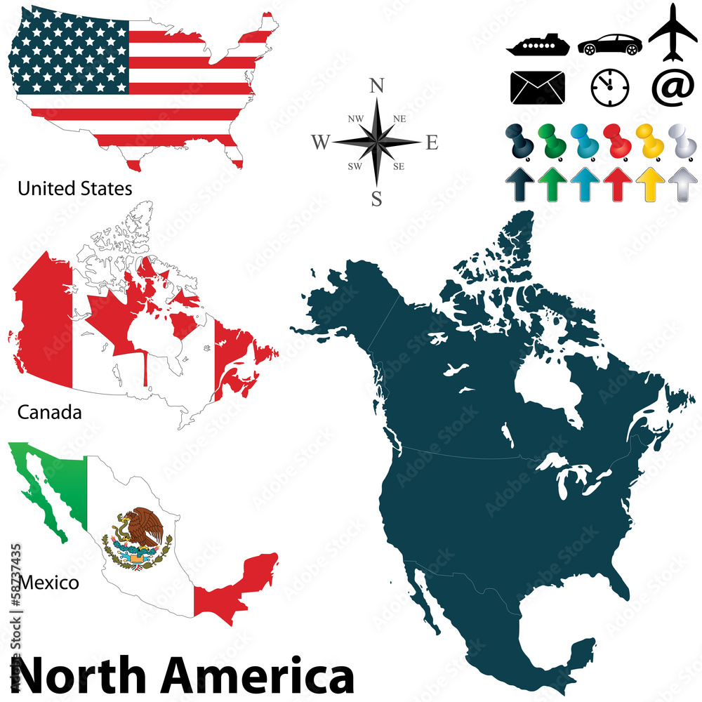 Political map of North America Stock Vector | Adobe Stock