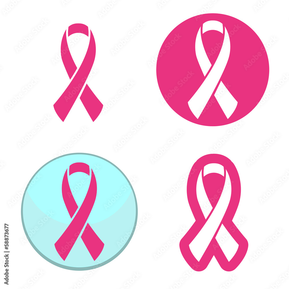 Vector set of pink ribbons symbols for breast cancer awareness Stock ...