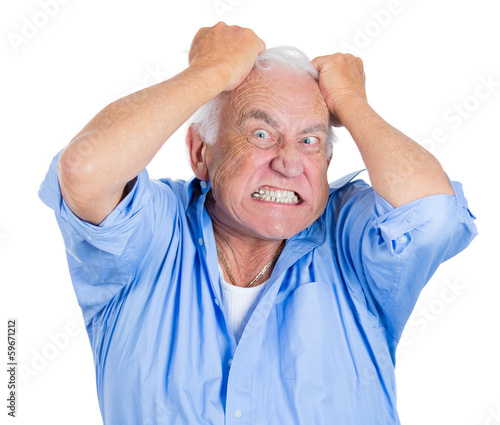 Crazy, upset, agitated, unhinged elderly, senior man - 이 스톡 사진 구입 및 ...