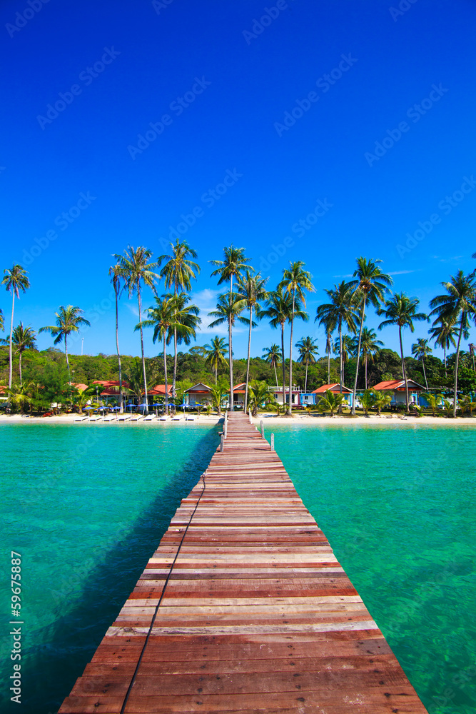 Tropical Resort. boardwalk on beach Stock Photo | Adobe Stock
