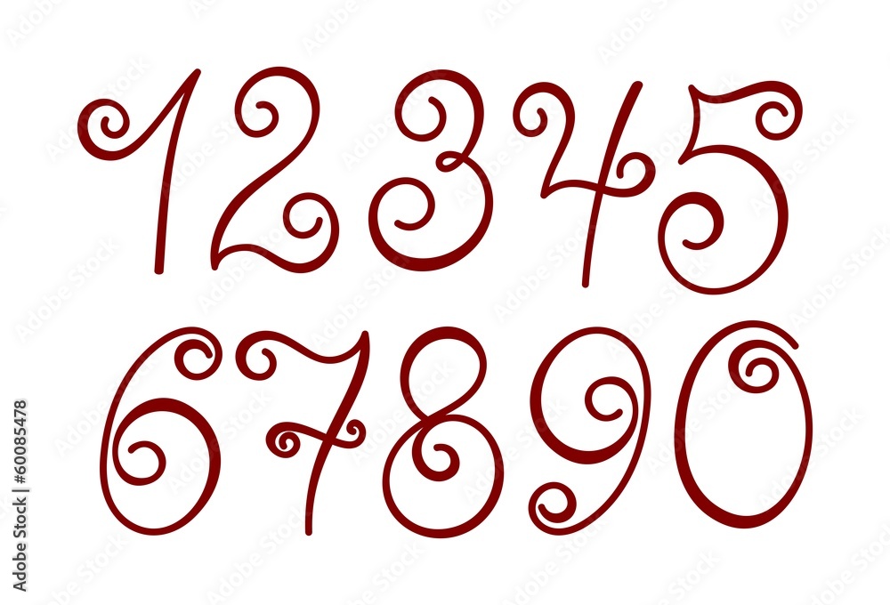 Curly numbers. Stock Vector | Adobe Stock