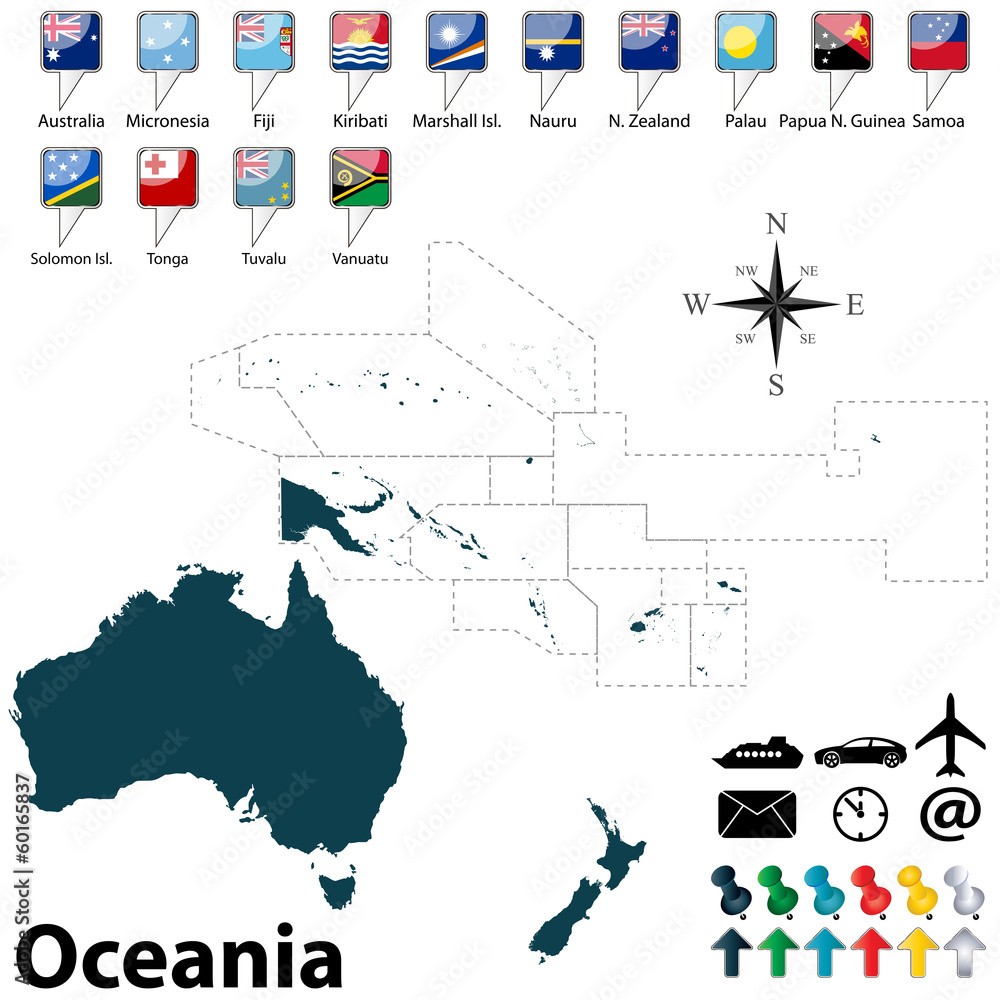 Political map of Oceania Stock Vector | Adobe Stock