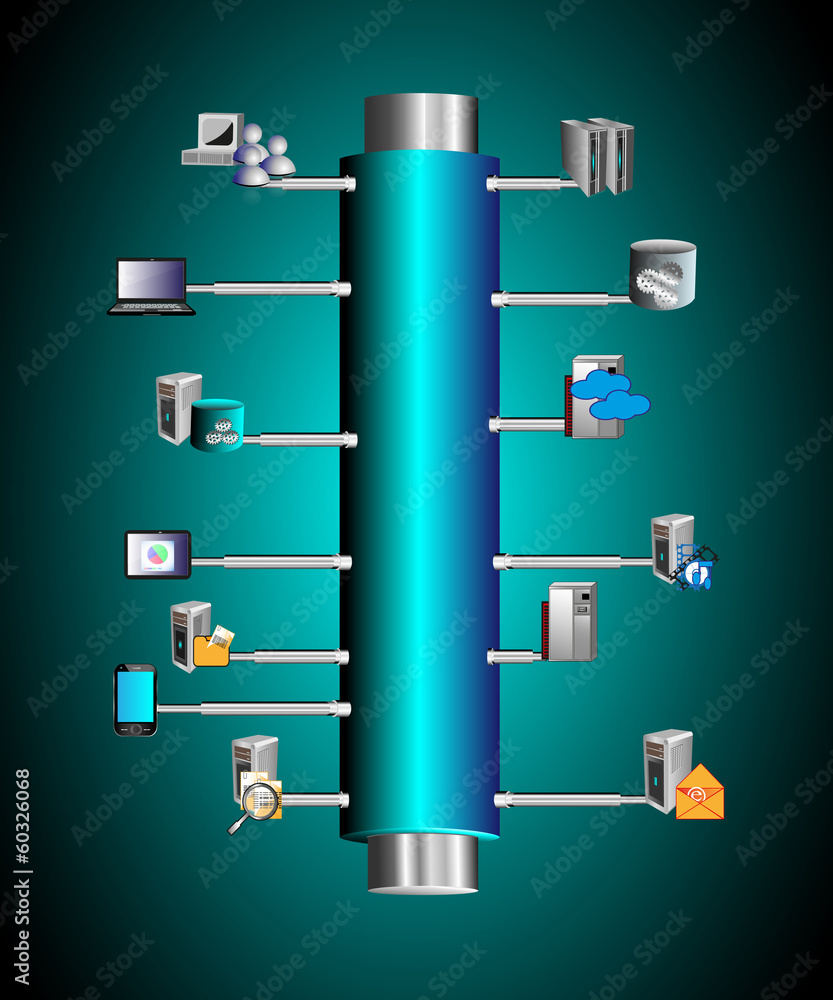 This vector illustrates how a middleware distributed technology ...