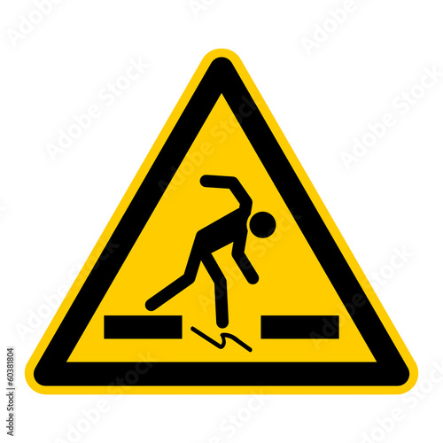 wso24 WarnSchildOrange - english warning sign: caution gap in the floor ...